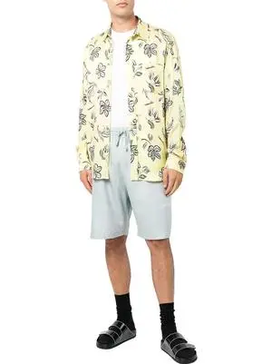 SAINTWOODS Sky Gray Embroidered Logo Knee-length Resort Shorts - Blue