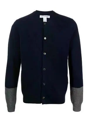 Comme Des Garçons Wool Colour-block Cardigan - Blue