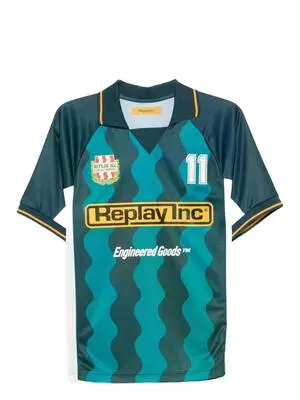 REPLAY Logo Print Polo Shirt - Blue