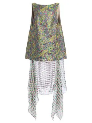 Dries Van Noten Dabel Contrast-skirt Jacquard-lamé Midi Dress - Multi