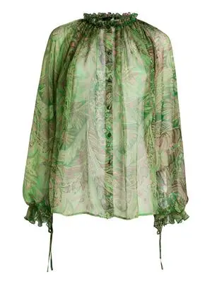 Etro Ruffled Silk Top - Multi