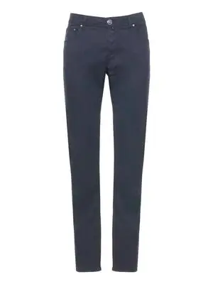 Jacob Cohen Straight-leg Trousers With Rear Logo Patch - Blue