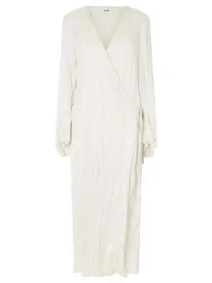 Khaite Rommi Crinkled-voile Midi Wrap Dress - Neutrals