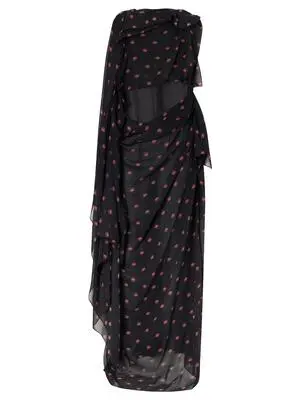 LIBEROWE Lyra Floral-print Silk Chiffon Gown - Black