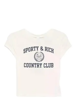 Sporty & Rich Printed Cotton T-shirt - Neutrals