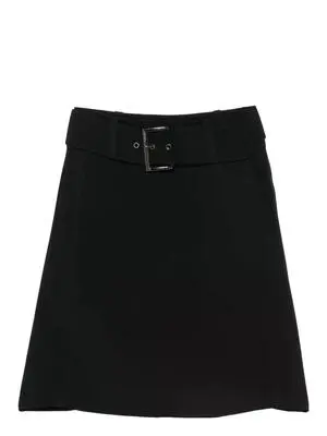 Giorgio Armani Silk Belted Midi Skirt - Black