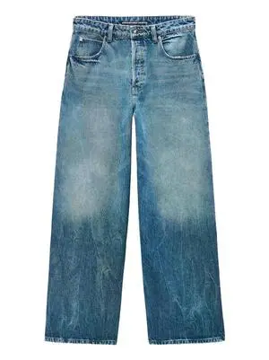 Alexander Wang Wide-leg Marbled Denim Trousers - Blue