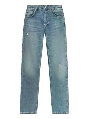 Emporio Armani Distressed Logo Plaque Jeans - Blue
