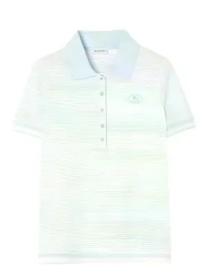 Burberry Striped Cotton Polo Shirt - Blue