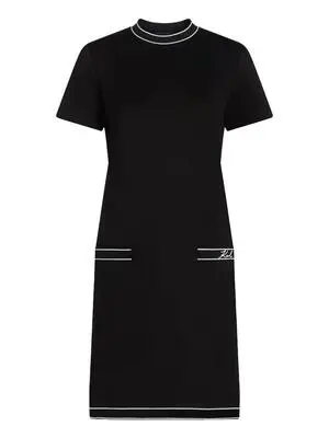 Karl Lagerfeld Logo-embroidered Mini Dress - Black