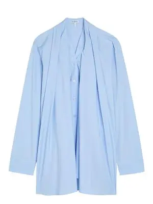 Loewe Pleated Cotton-poplin Shirt - Light Blue