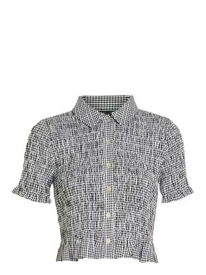 Rails Alton Smocked Gingham Cotton-poplin Shirt - Black