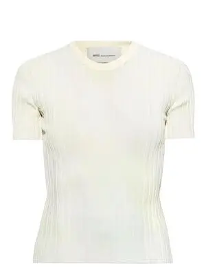 AMI Paris Ribbed Knit T-shirt - Neutrals