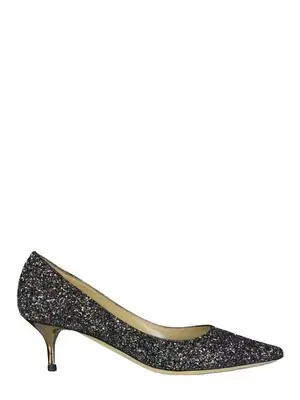JIMMY CHOO Aza Glitter Pointed-toe Heeled Pumps - Black