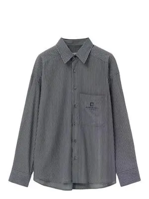 WOOYOUNGMI Striped-pattern Logo-detail Shirt - Black