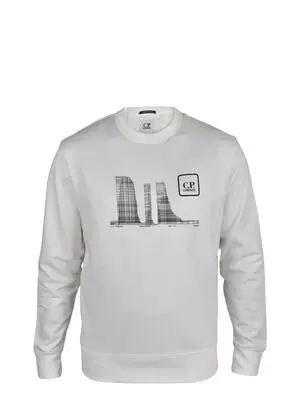 C.P. COMPANY Graphic Print Crew Neck Sweatshirt - White