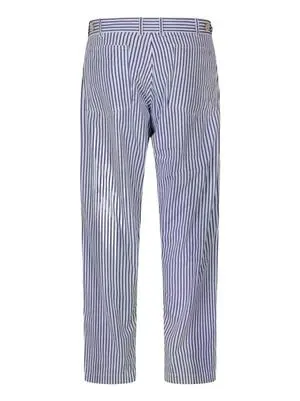 Comme Des Garçons Striped Cotton Trousers - Blue