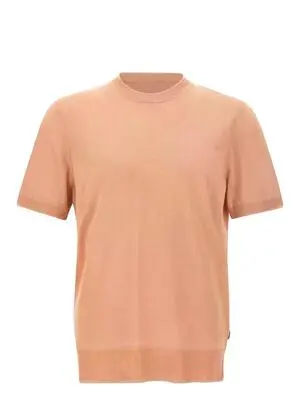BOSS L-nottano Silk V-neck Short Sleeve Sweater - Orange