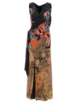 Etro Paisley Print V-neck Sleeveless Maxi Dress - Black