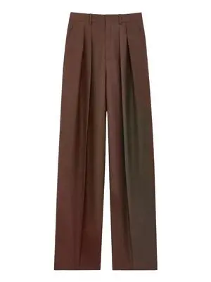 Saint Laurent Pleated-design Wide-leg Trousers - Brown