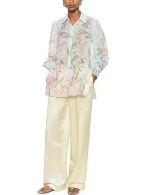 Charo Ruiz Ibiza Floral Print Long Puff Sleeve Shirt - Blue