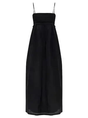 Posse Danielle Embroidered Ruffled Cotton Midi Dress - Black