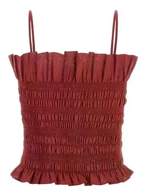 Andamane Suri Smocked Top - Red