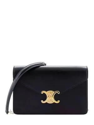 Celine Margo Triomphe Wallet On Chain Leather Cross Body Bag - Black