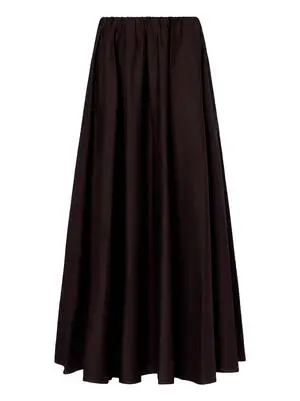Staud Staud Milano Pleated Cotton-Blend Maxi Skirt Brown