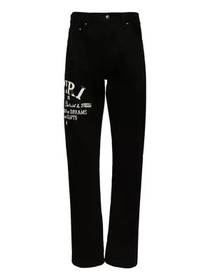 Amiri Logo-appliqué Straight-leg Jeans - Black