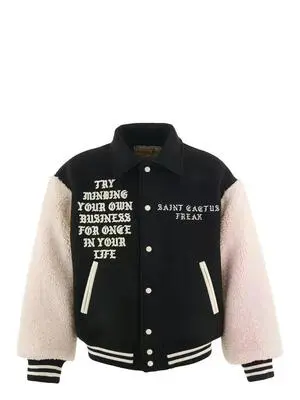 SAINT MXXXXXX X Cactus Plant Flea Market Varsity Jacket - Black