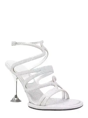 SERGIO ROSSI Sonic Glitter-effect Multi-strap Sandals - Silver