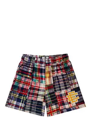 ERIC EMANUEL Plaid Patchwork Mesh Shorts - Blue