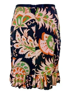 Etro Ruffled Floral Print Skirt - Blue