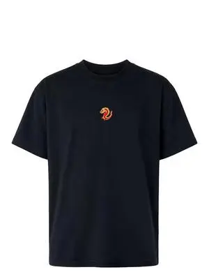 ALBERTO BRESCI Dragon-embroidered T-shirt - Black
