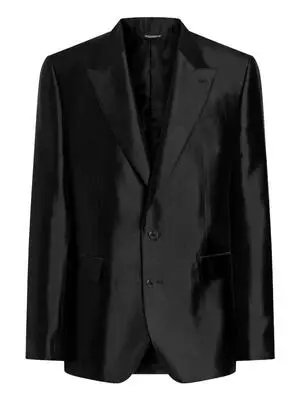 Dolce & Gabbana Sicilia Light Single-breasted Mikado Silk Jacket - Black