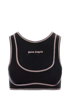 Palm Angels Logo-print Cropped Tank Top - Black