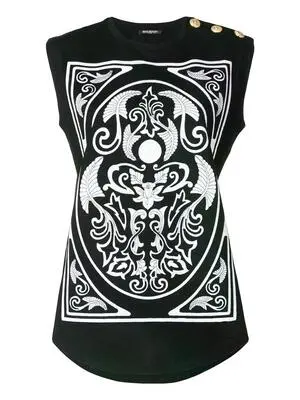 Balmain Embellished Button T-shirt - Black