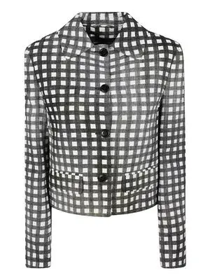 Ermanno Scervino Gingham Check Button-up Jacket - Black