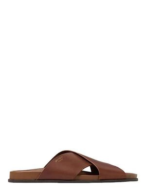 JIMMY CHOO Sol Leather Slides - Cigar
