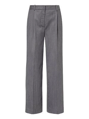 ANINE BING Trent Pinstripe Wool Trousers - Multi