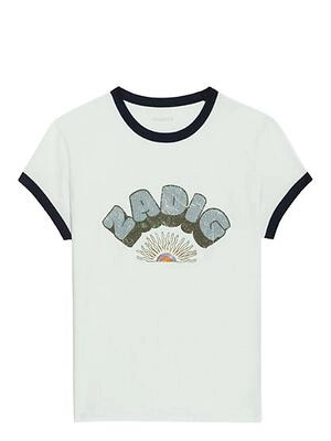 Zadig&Voltaire Branded-print Cotton-jersey T-shirt - Light Jade
