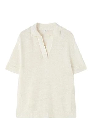 JOSEPH Open Collar Cotton-blend Top - Wax