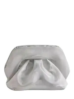 THEMOIRE Ruched-detail Clutch Bag - Silver
