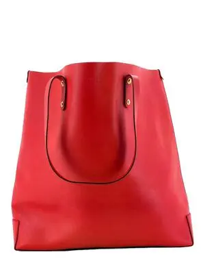 Burberry Crest Shopping Leather Large Tote Bag - Red