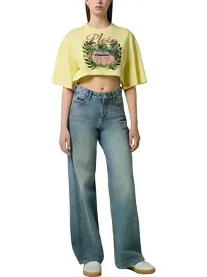 Philipp Plein Embellished Crop Top - Yellow