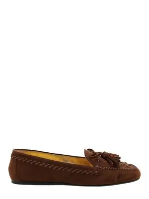 Prada Suede Moccasins With Bow Detailing - Brown