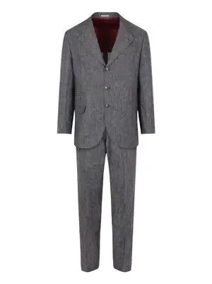 Brunello Cucinelli Single-breasted Linen Suit - Grey
