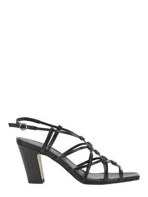 AeydĒ Acacia Knotted Caged High Block Heel Sandals - Black