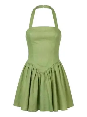NICHOLAS Amalie Halter-neck Mini Dress - Green
